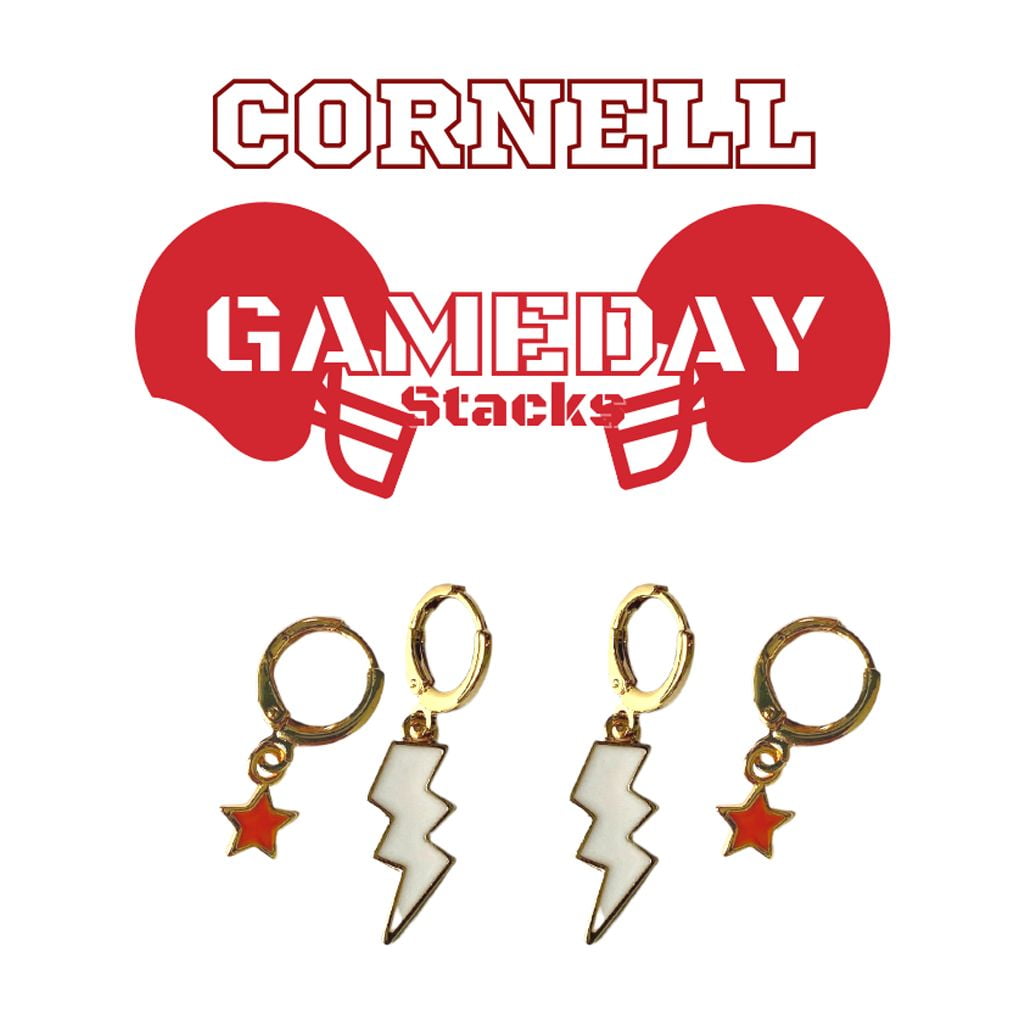 Cornell Classic Gameday Earring Stack For Big Red Game Day white | red ...