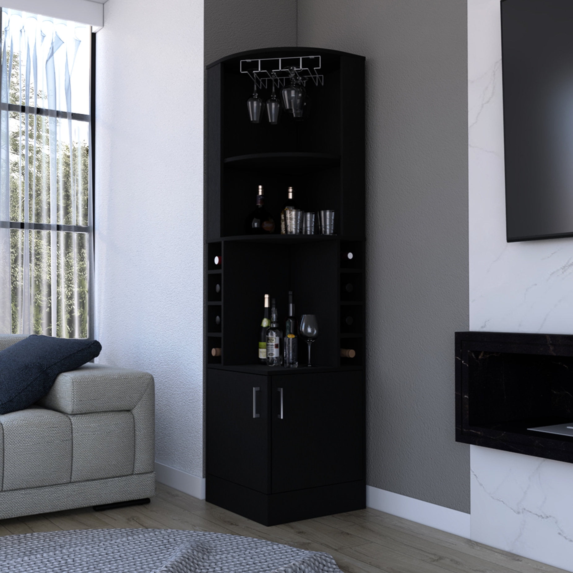 Corner Bar Cabinet | Suitable for Entertaining in Living Room | Sturdy ...