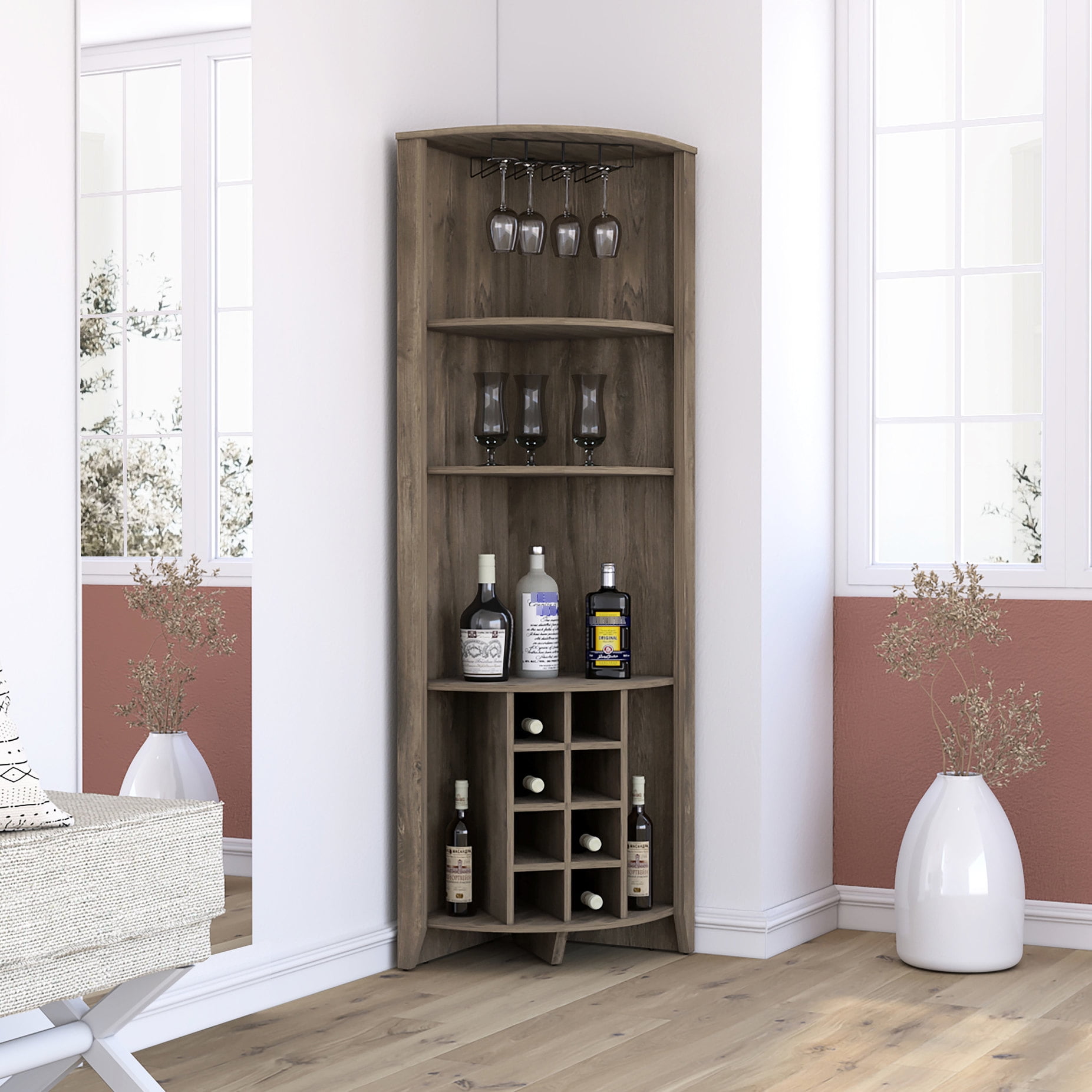 Corner Bar Cabinet | Three Shelves for Storing Bar Snacks | CPSIA ...
