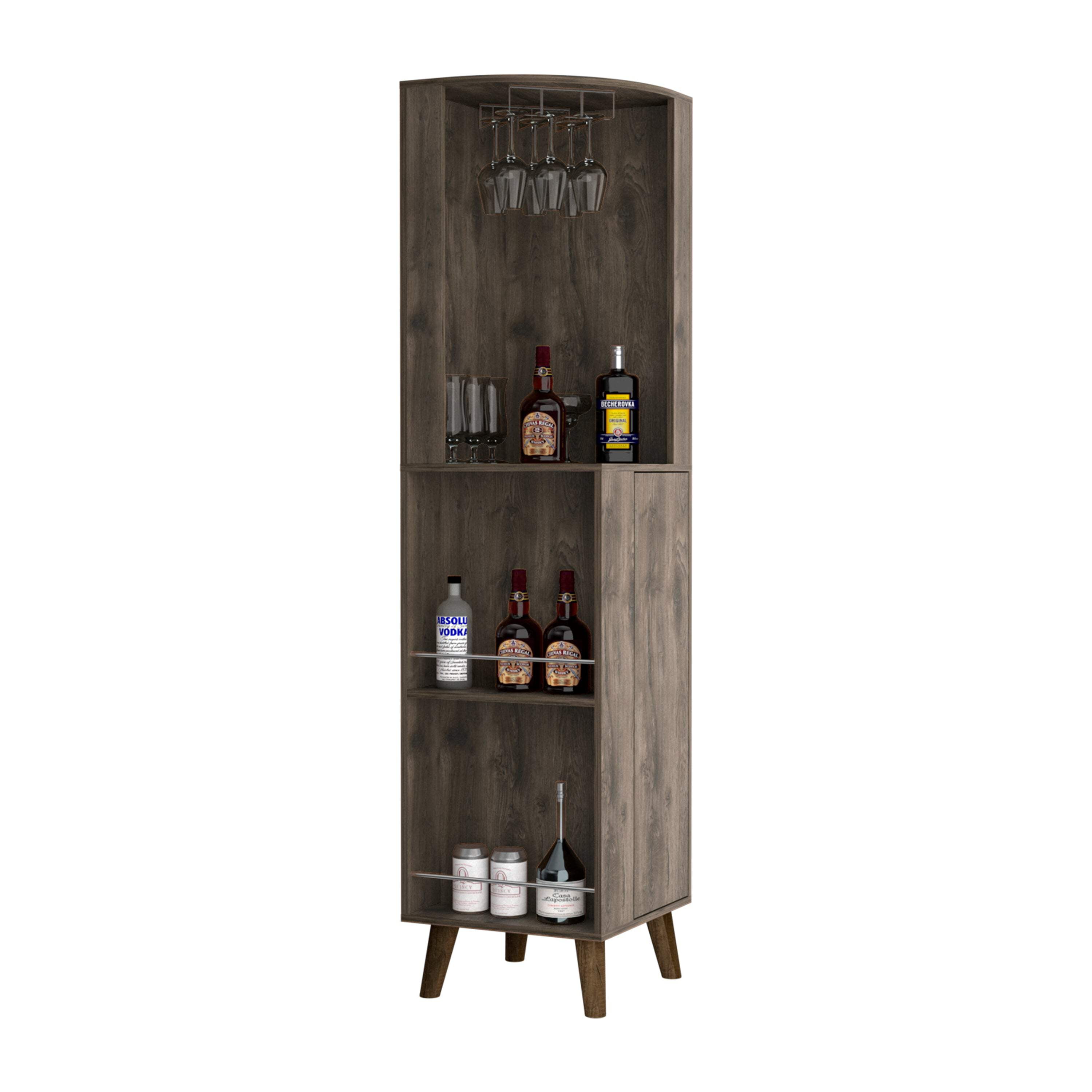 Corner Bar Cabinet, Two External Shelves, One Drawer, Two Interior ...