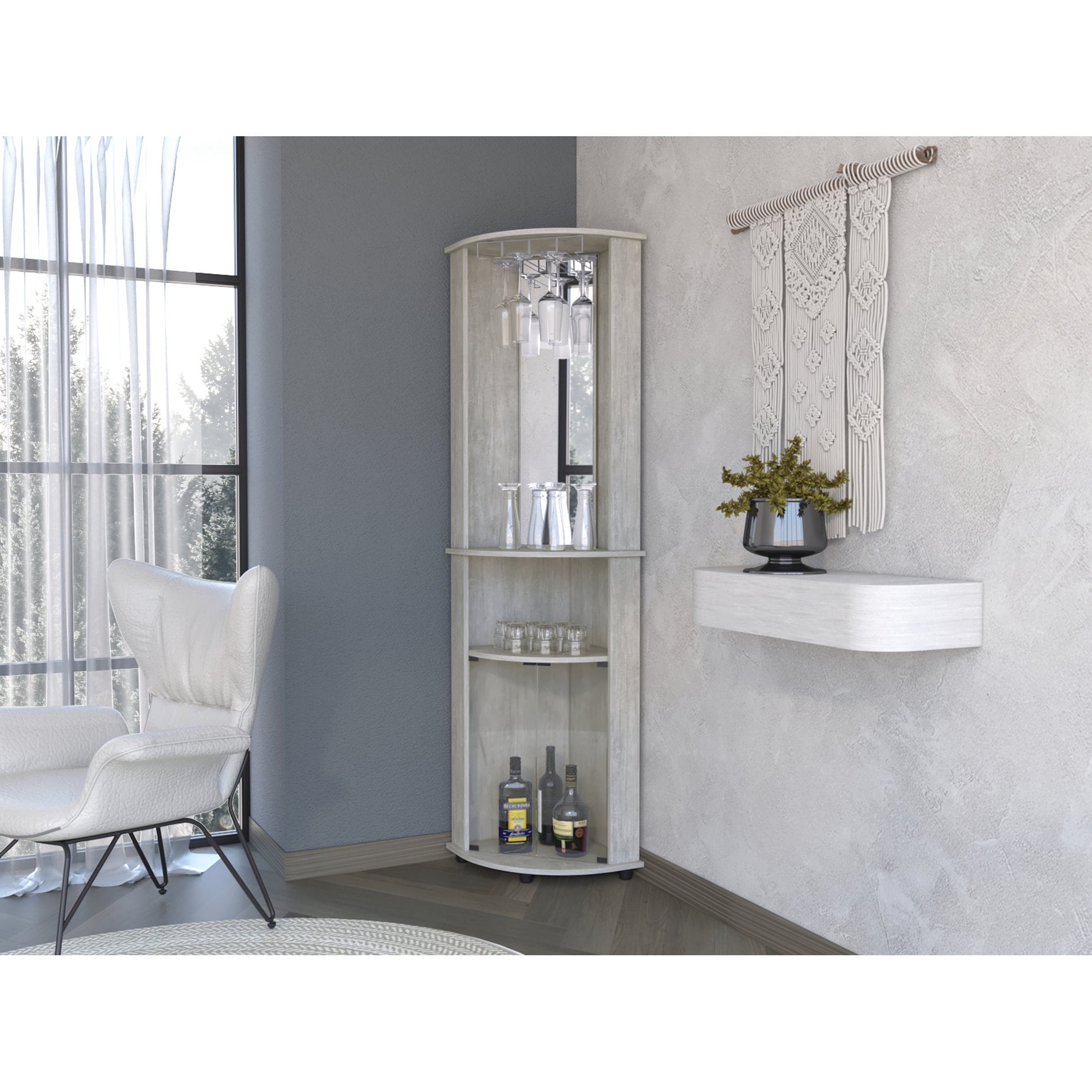 Corner Bar Cabinet | Wine and Glass Rack on 3-Tier for Drink Lovers ...