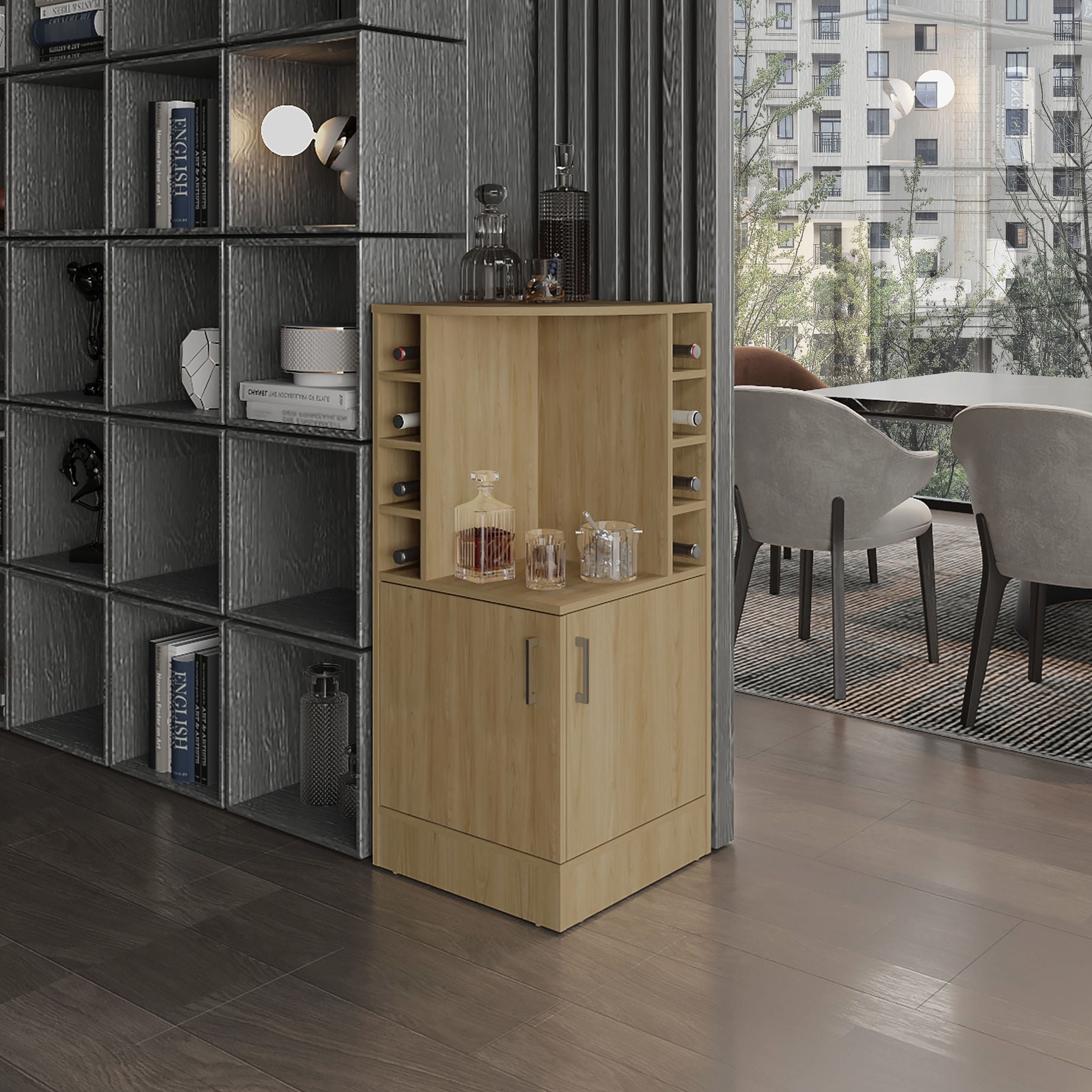 Corner Bar Storage Cabinet in Dining Room | Shelves and Cubbies for ...