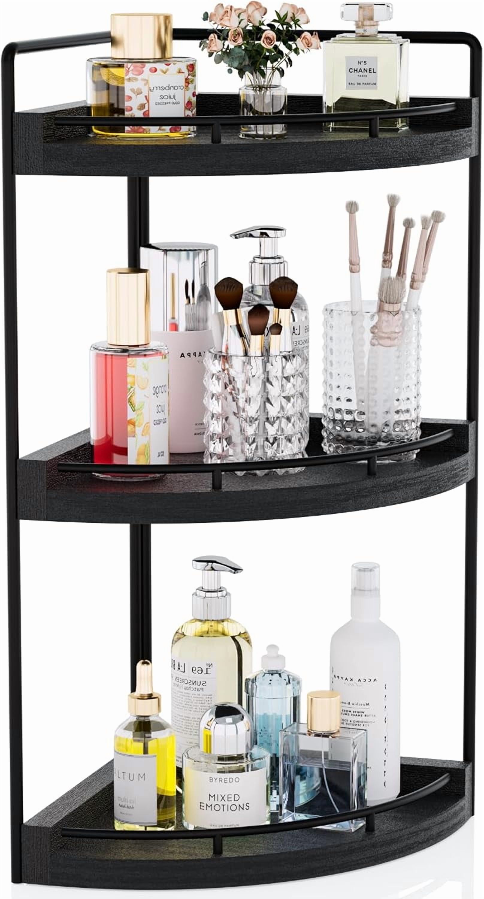 Corner Bathroom Counter Organizer, 3 Tier Sink Shelf Countertop, Wood ...