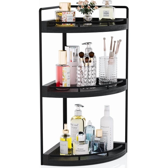 Corner Bathroom Counter Organizer, 3 Tier Sink Shelf Countertop, Wood ...