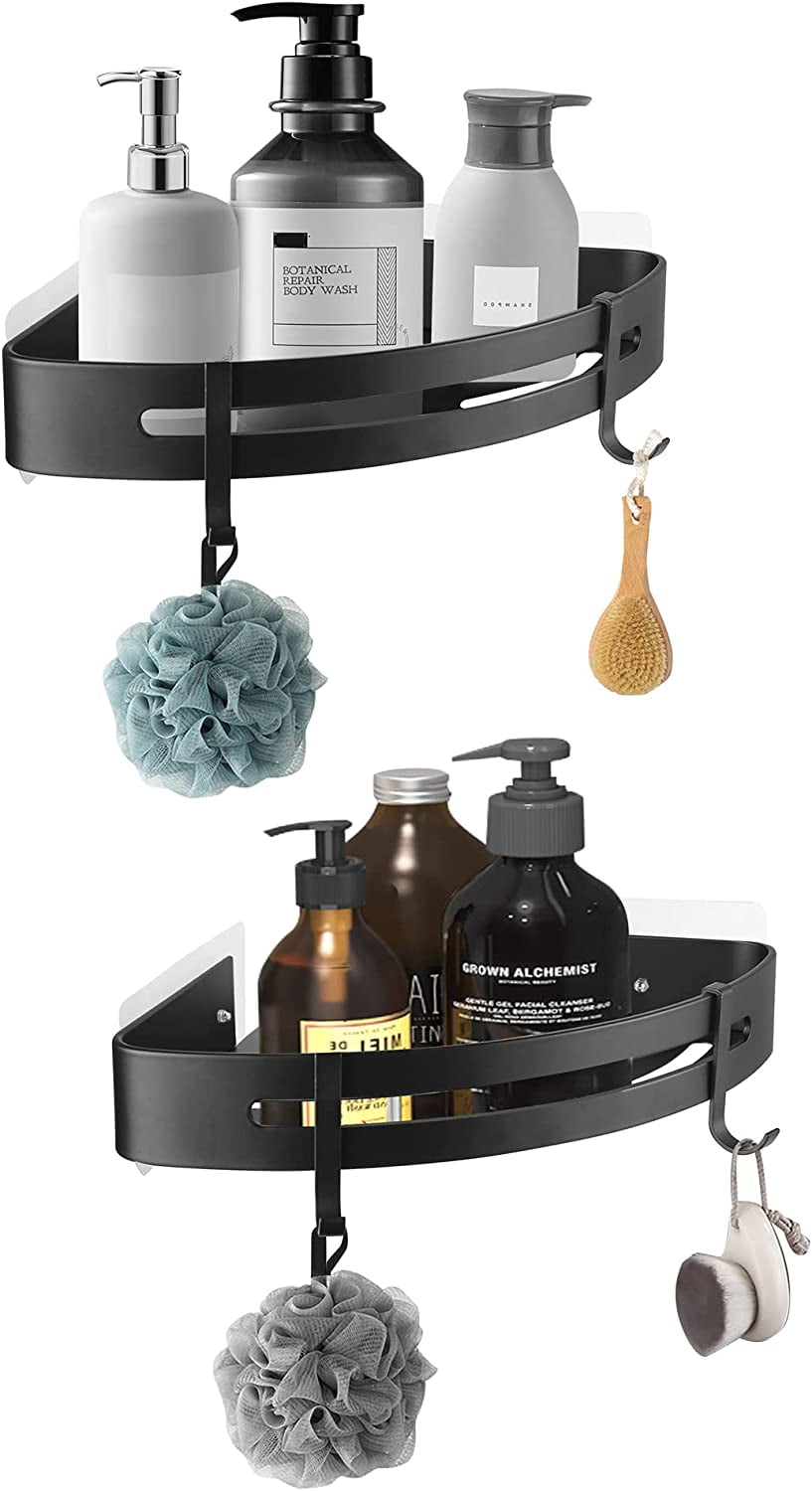Corner Bathroom Shelf Black Wall Mounted Corner Shower Caddy Rustproof ...