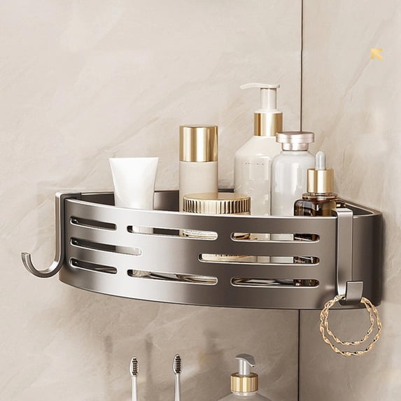 Corner Bathroom Shelf Storage Rack - Plastic Over Toilet Tank Organizer ...
