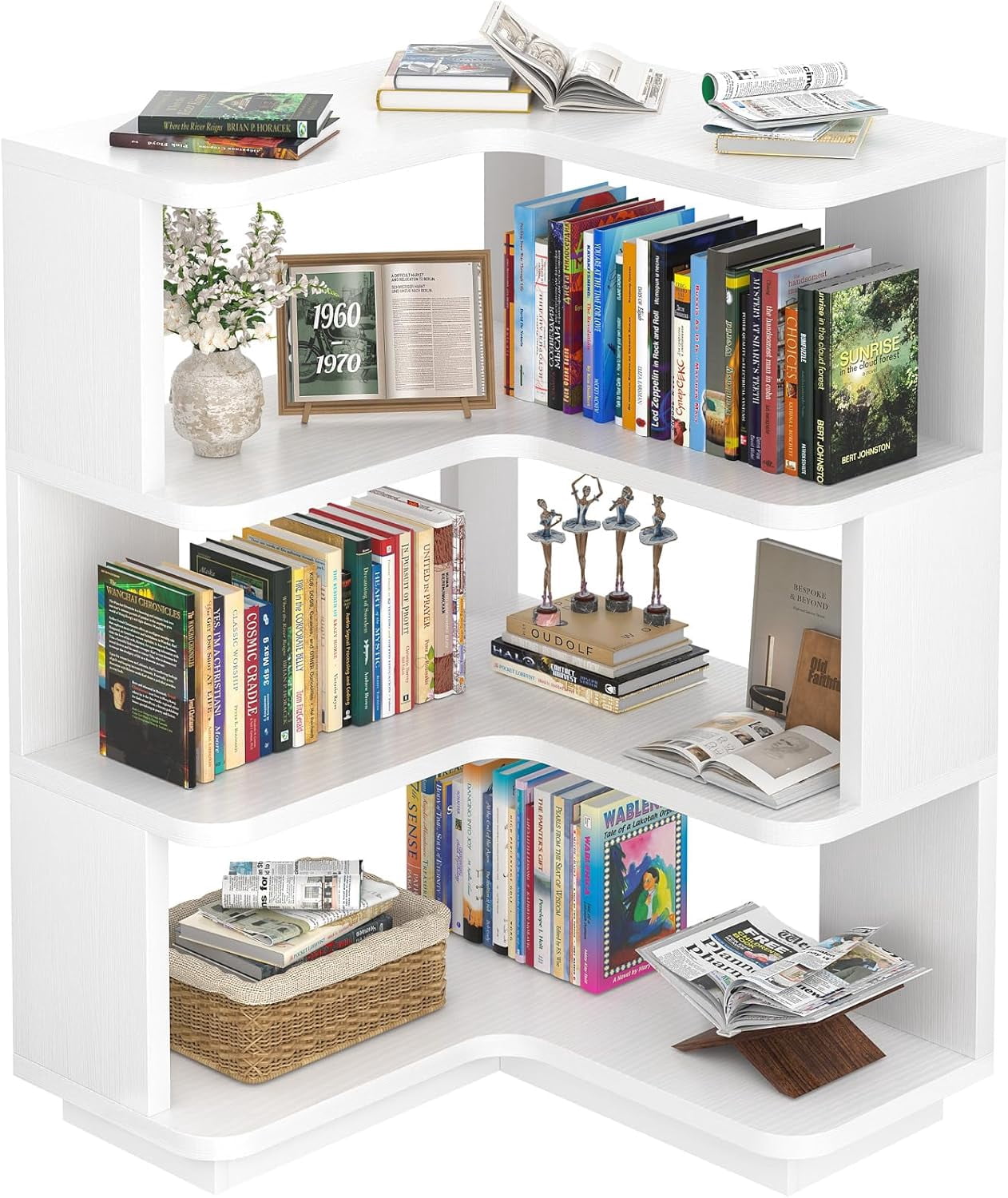 Corner Book Shelf - 6 Tier Corner Bookshelf Etagere Bookcase with ...