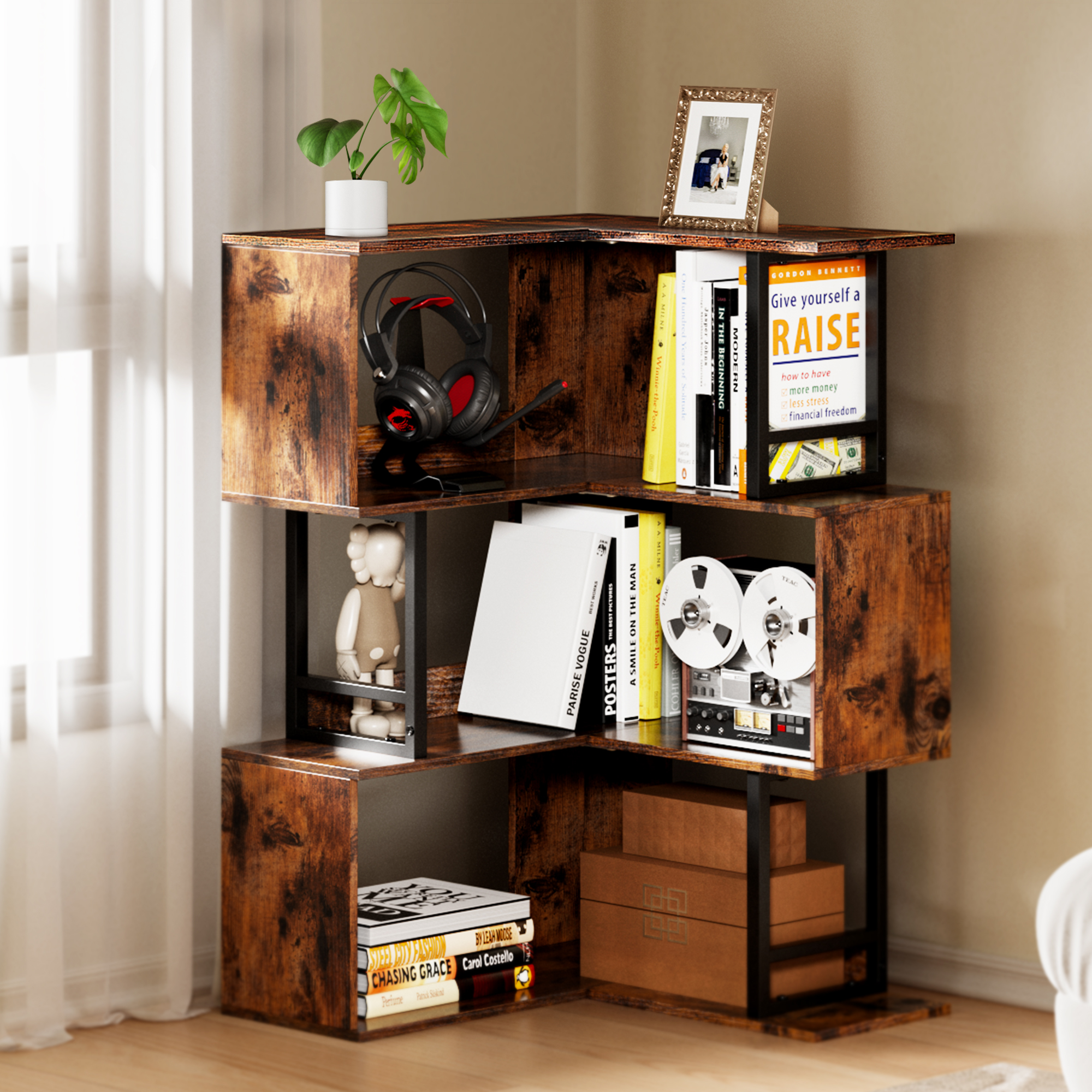 Way Basics 2-Shelf Cube Bookshelf, Vinyl Record Album Storage Furniture ...