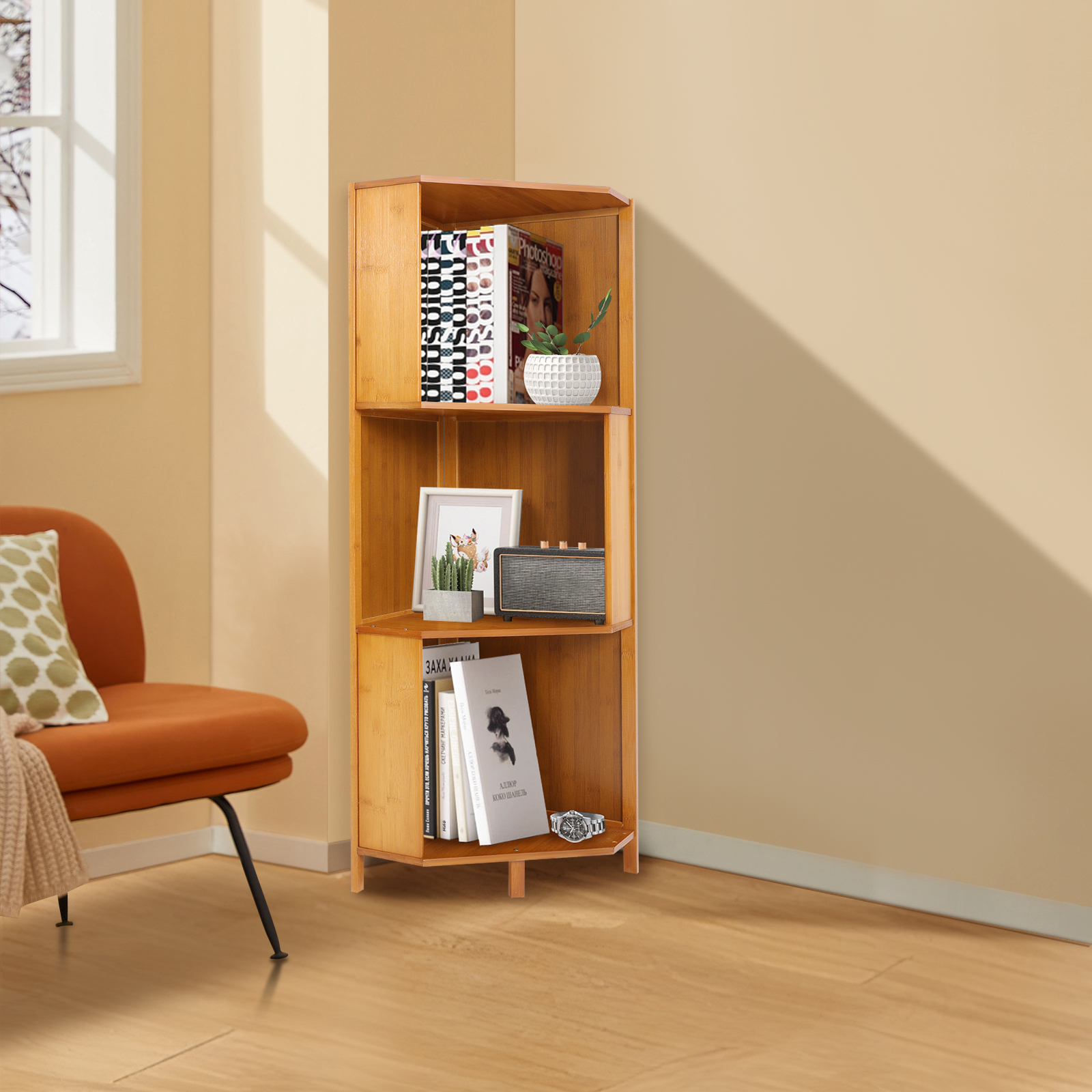 Corner Bookcase, A-Shaped Display Bookshelf, Multifunctional Storage ...