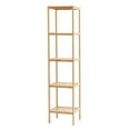 Corner Bookshelf 5-Tier Bamboo Ladder Shelf, Narrow Plant Stand, Space ...