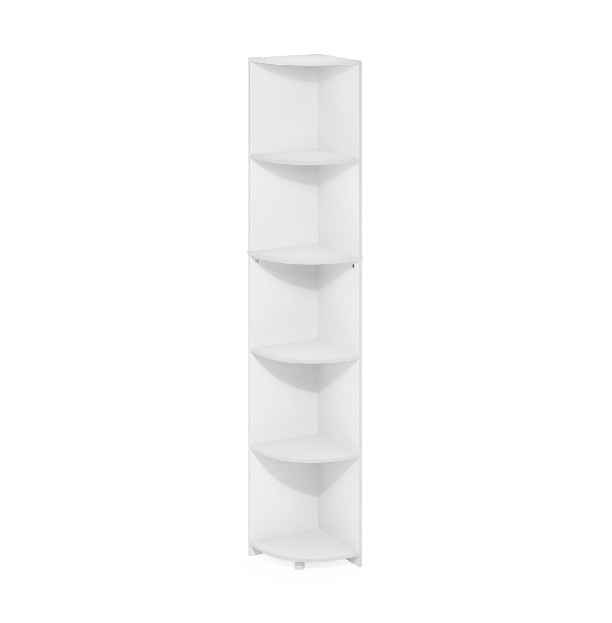 Corner Bookshelf 5 Tier, White Bookcase for Small Spaces, Modern Corner ...