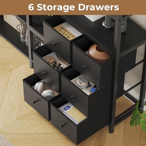 Corner Bookshelf, 6 Tier Industrial Convertible Bookshelf with 6 Fabric ...