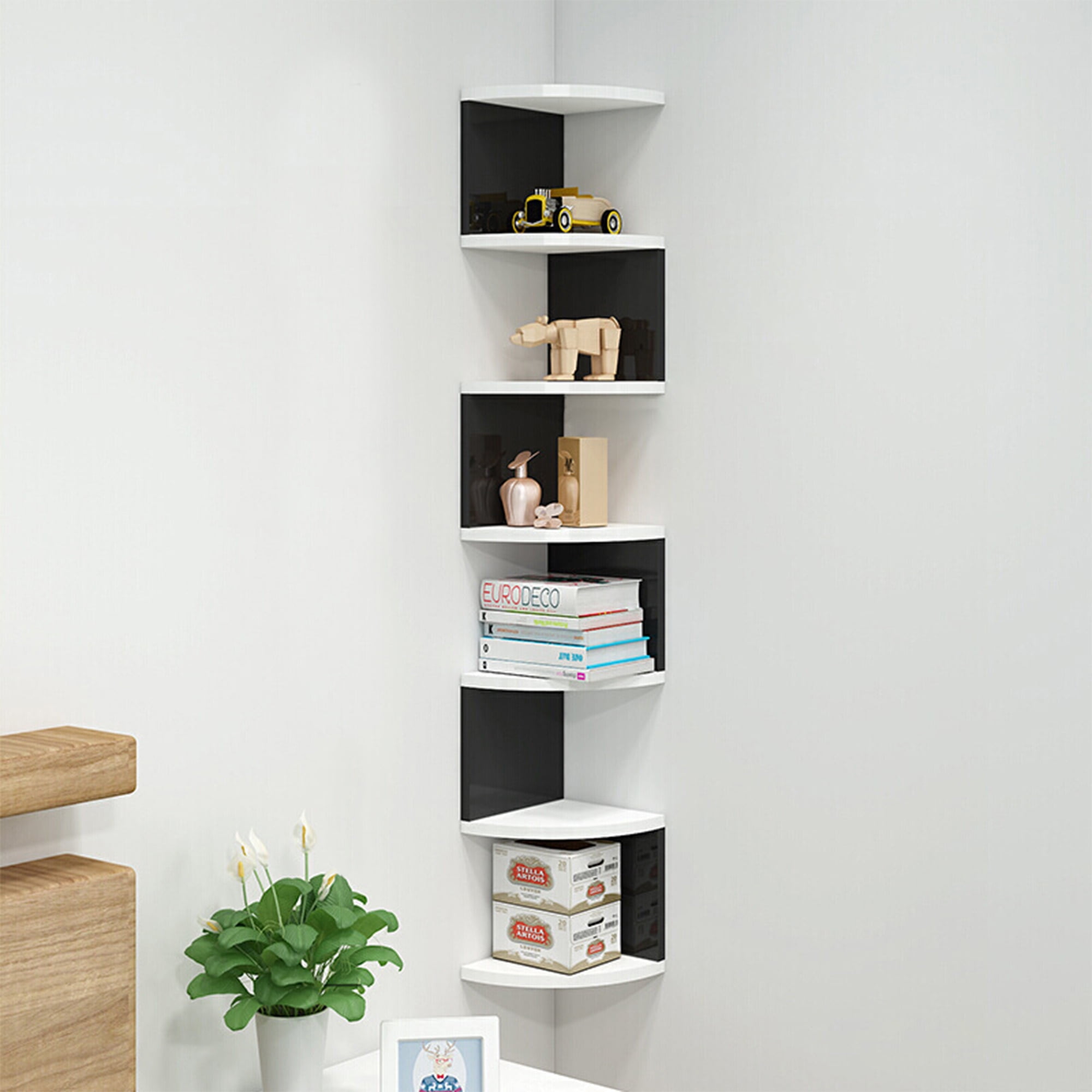 Corner Bookshelf Wall Mount Corner Shelf White Black Corner Bookshelf 7 ...