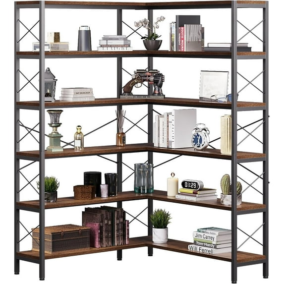 Corner Bookshelves and Bookcases Industrial Corner Etagere Bookcase L ...