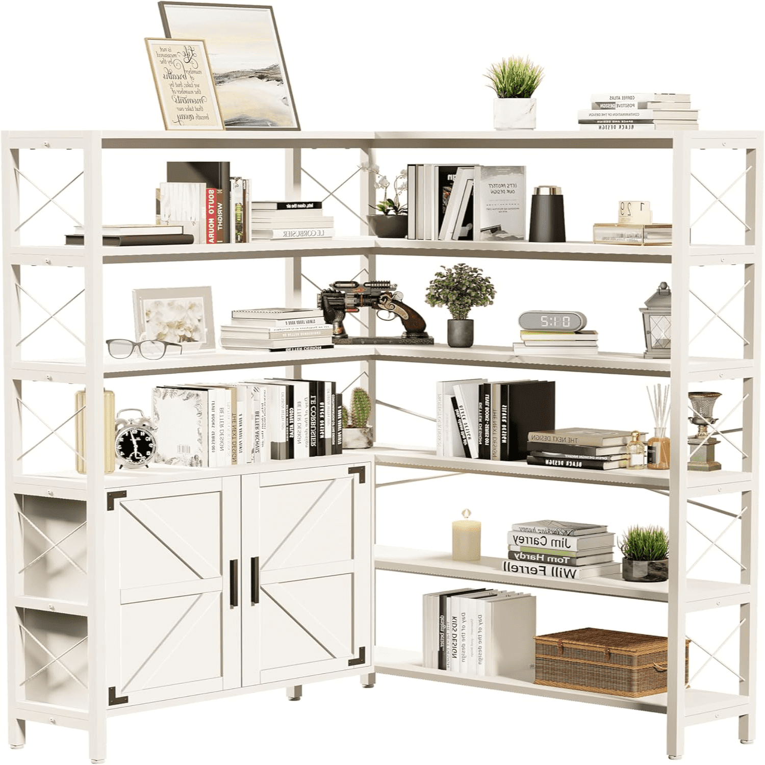 Corner Bookshelves and Bookcases Industrial Corner Etagere Bookcase L ...