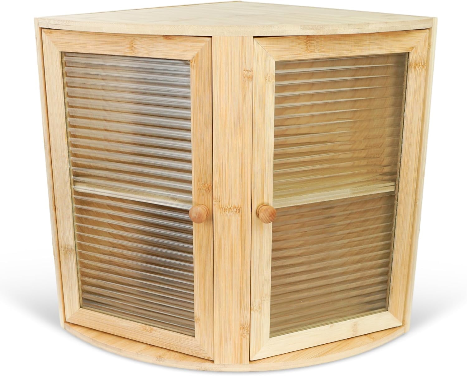 Corner Bread Box for Kitchen Countertop – Airtight Bamboo Bread Box ...