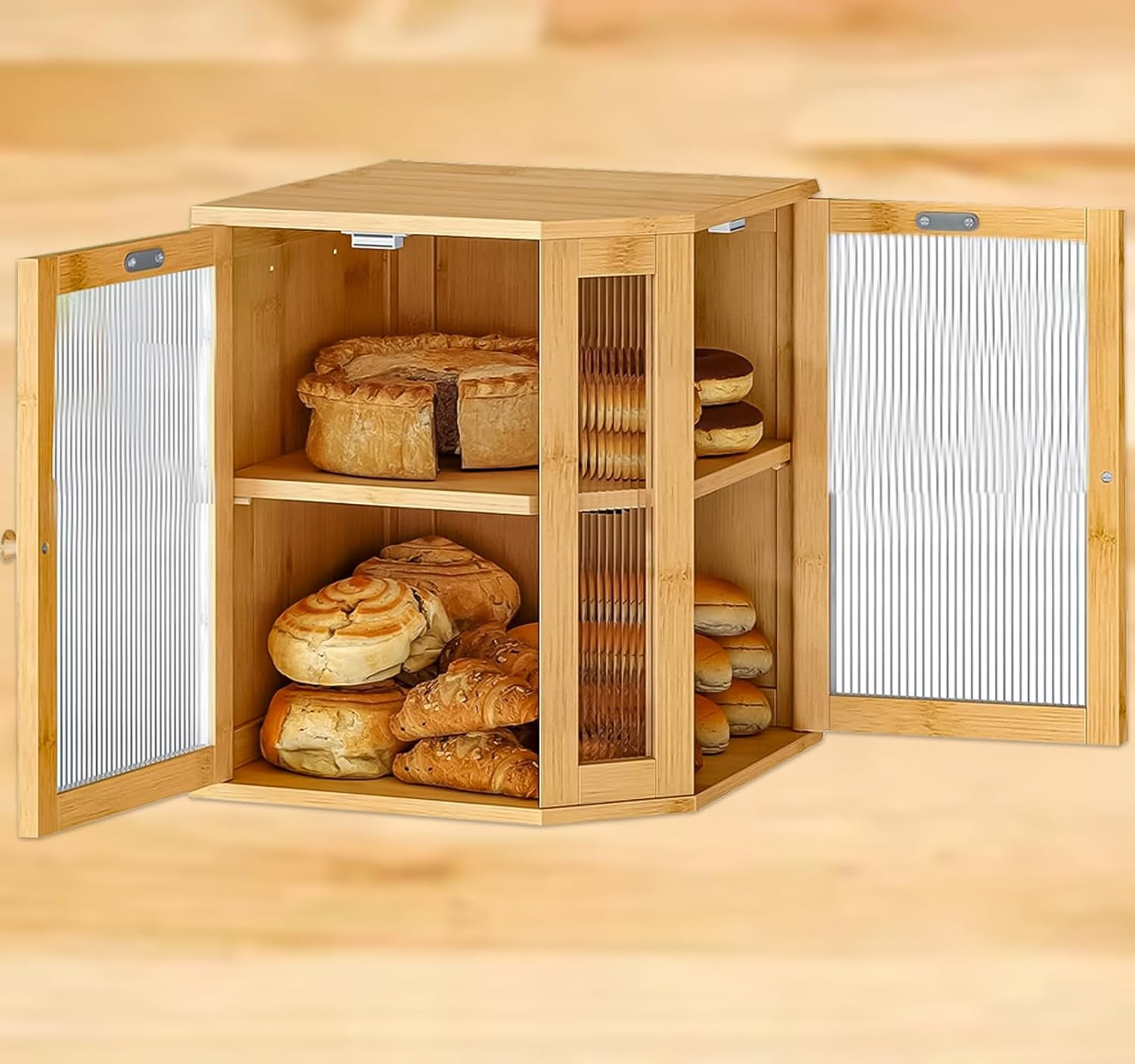 Corner Bread Box for Kitchen Countertop - Airtight Design Extra Large ...