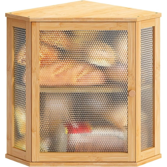 Corner Bread Box Kitchen Countertop Capacity Farmhouse Bread Box ...