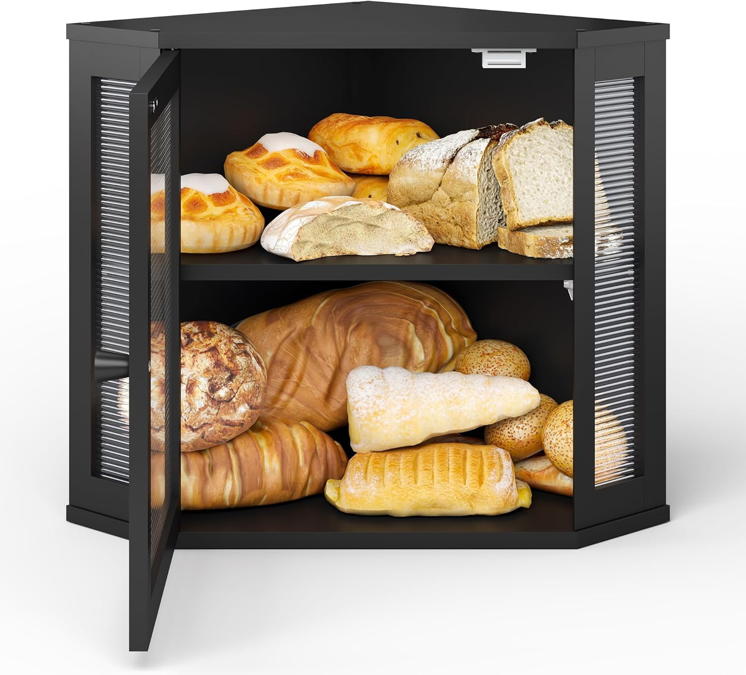 Corner Bread Box for Kitchen Countertop Double Layer Large Capacity ...