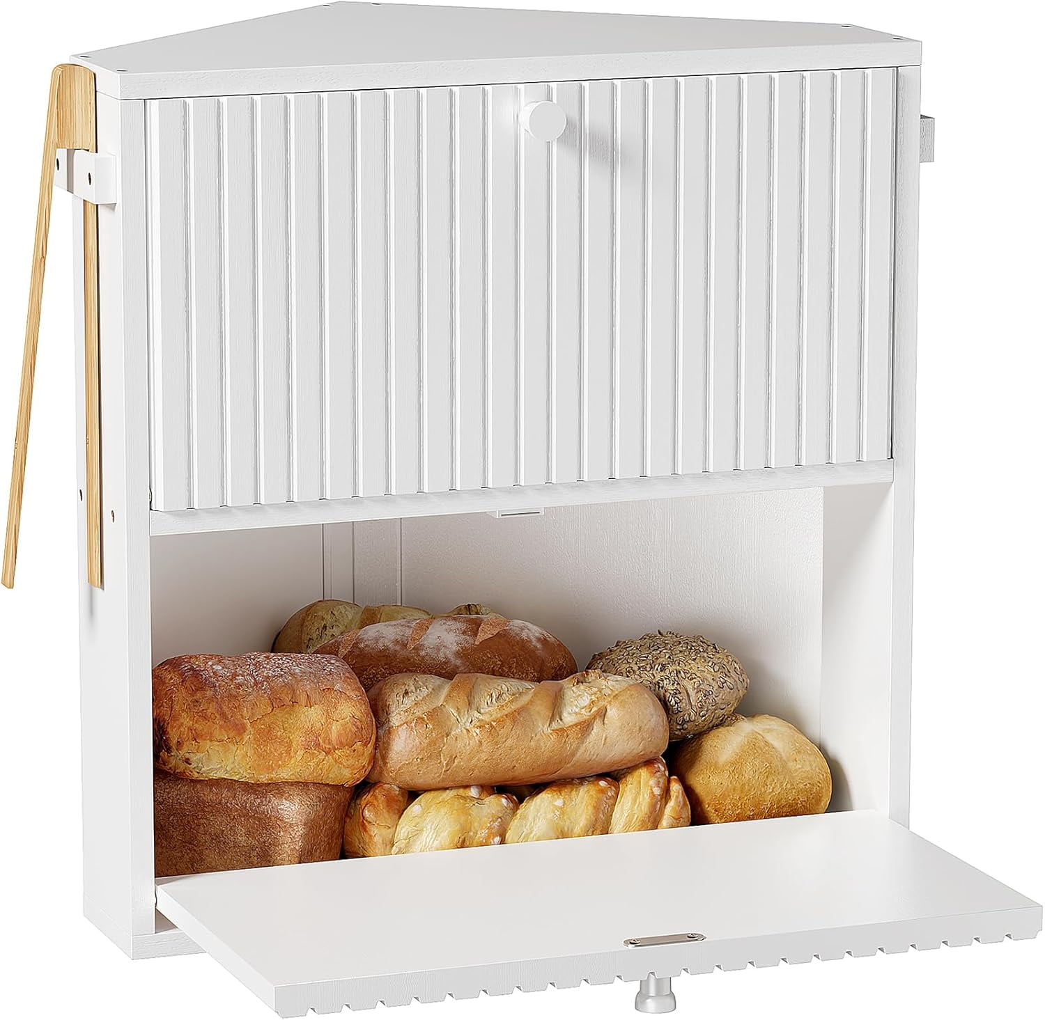 Corner Bread Box for Kitchen Countertop, Large Bread Storage Container ...