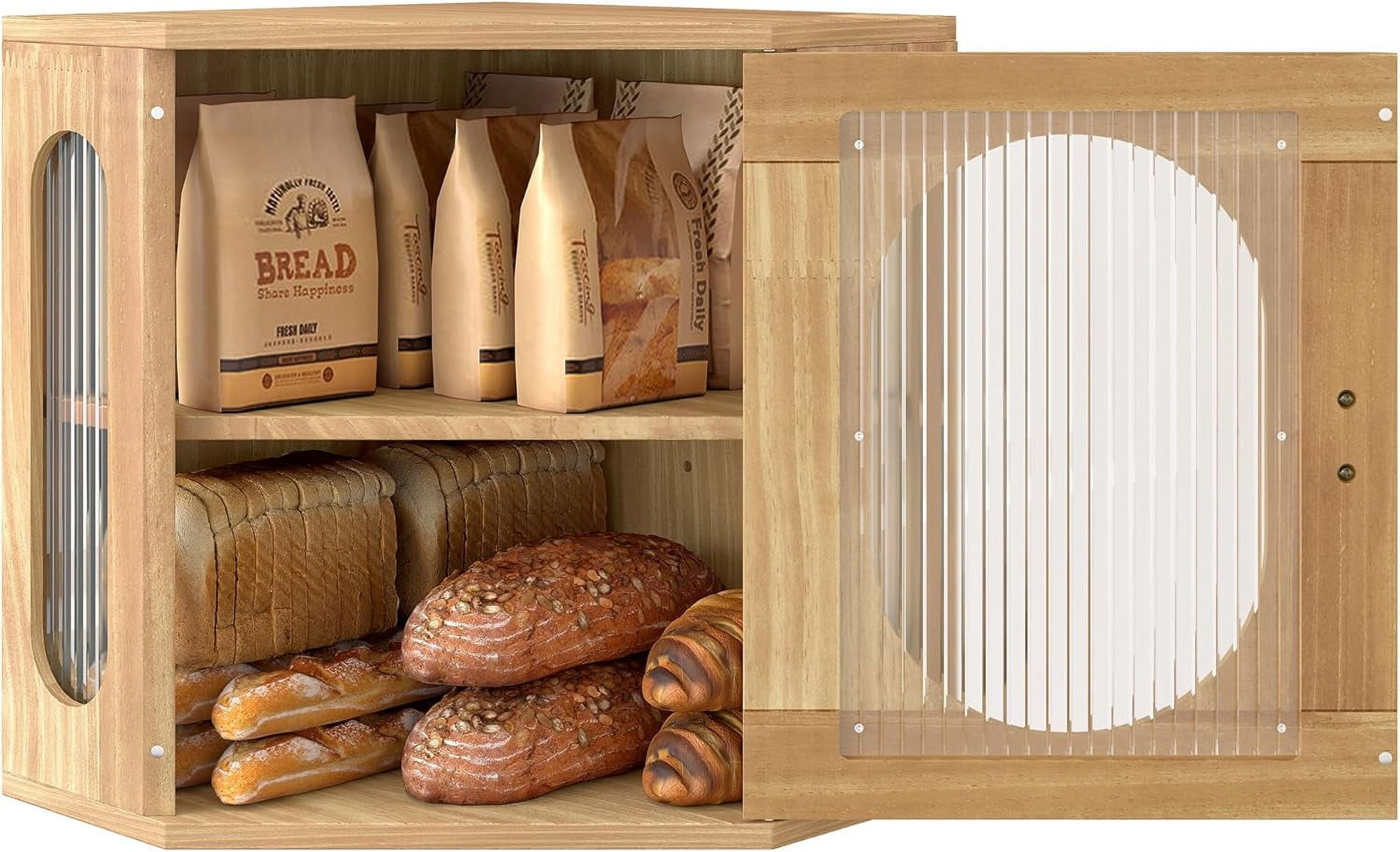 Corner Bread Box for Kitchen Countertop Large Bread Storage Container ...