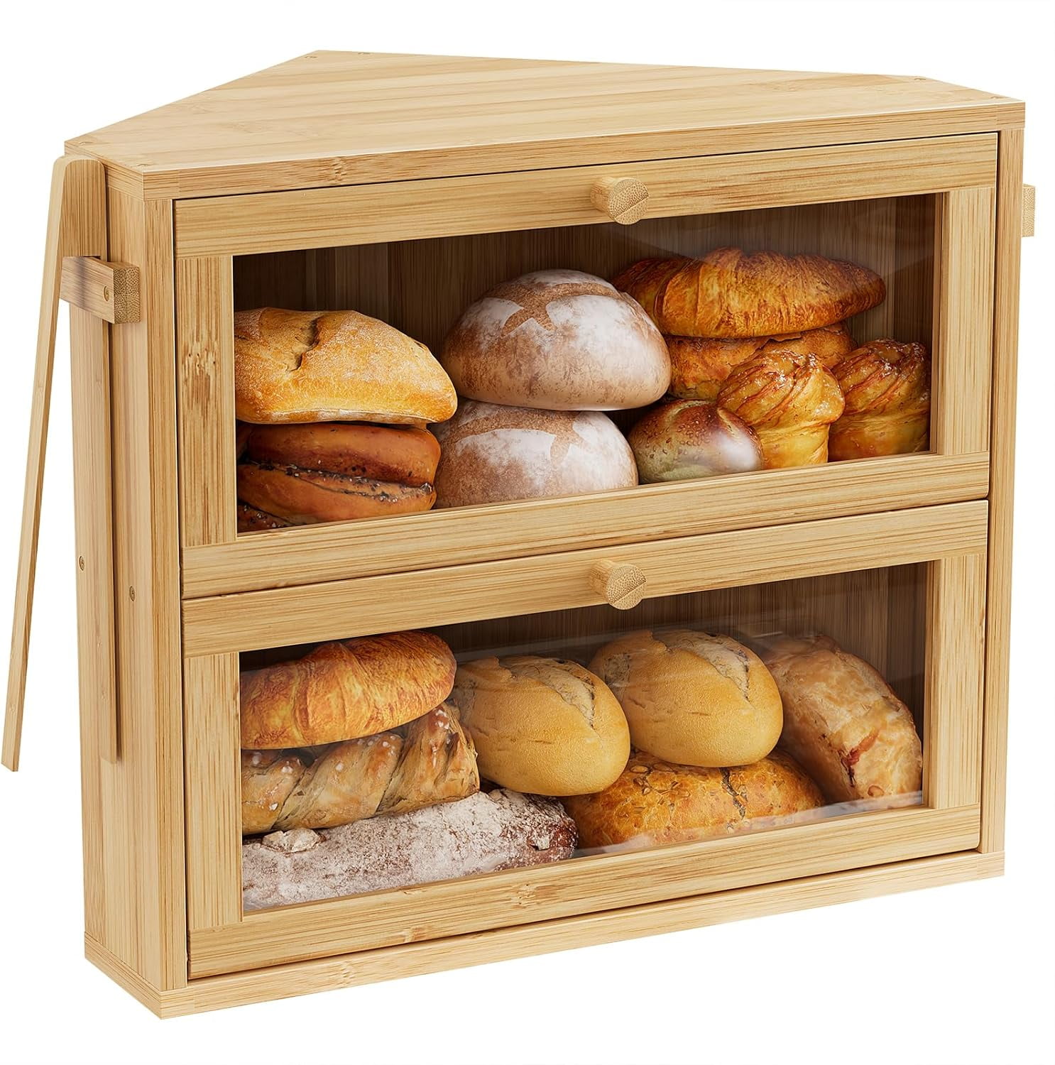 **corner bread box for kitchen countertop, large double layer bread ...