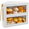 Corner Bread Box for Kitchen Countertop, Large Double Layer Bread ...