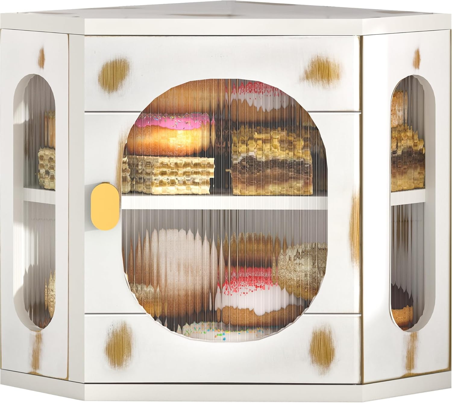 Corner Bread Box for Kitchen Countertop, Large Wooden Bread Box, Double ...