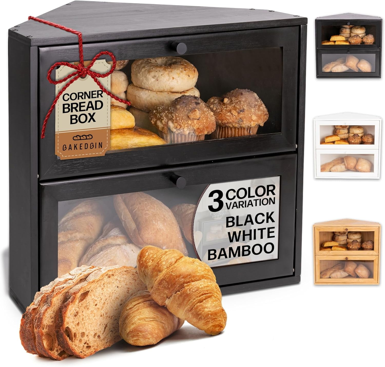 Corner Bread Box for Kitchen Countertop - New 2025 Airtight Design ...