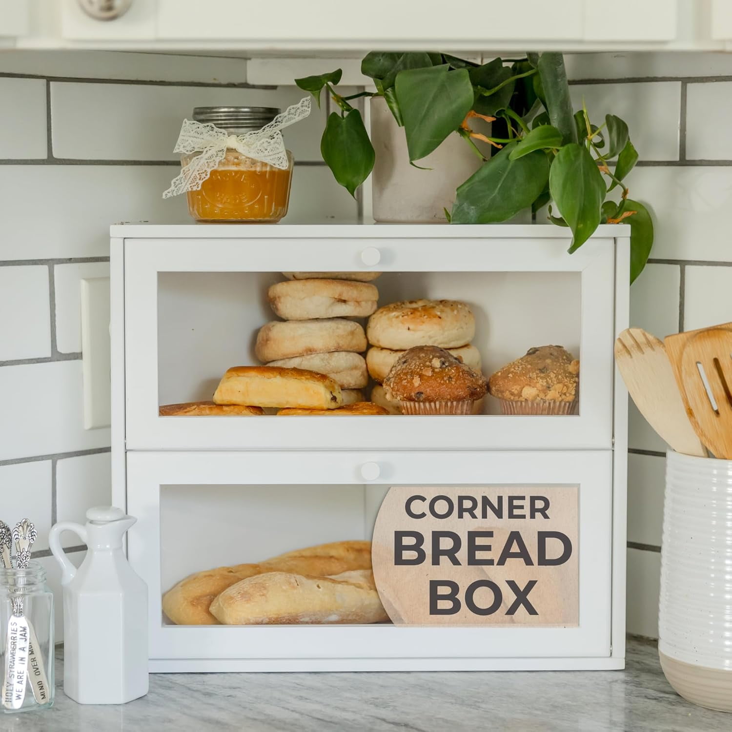 Corner Bread Box for Kitchen Countertop - New 2025 Airtight Design ...