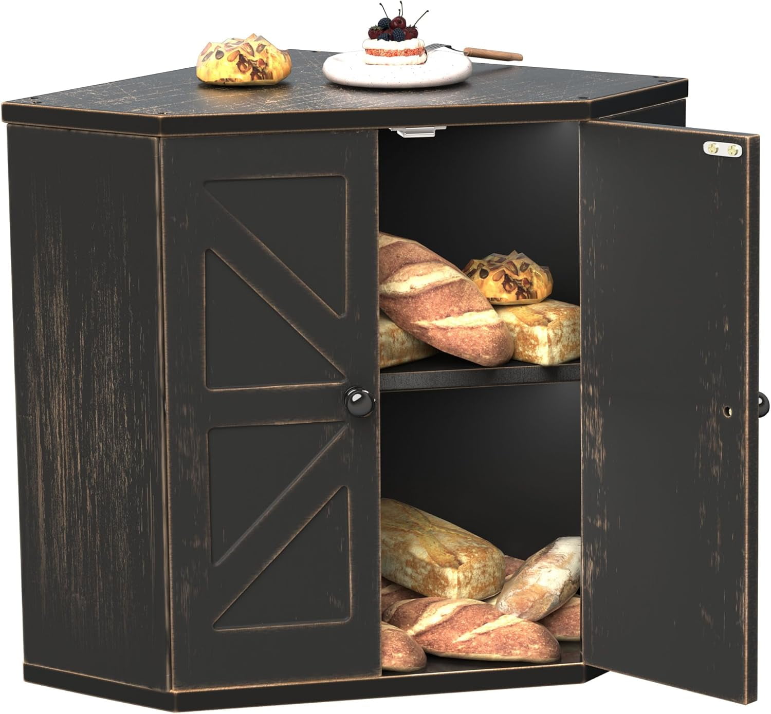 Corner Bread Box for Kitchen Countertop, Storage Container for Homemade ...