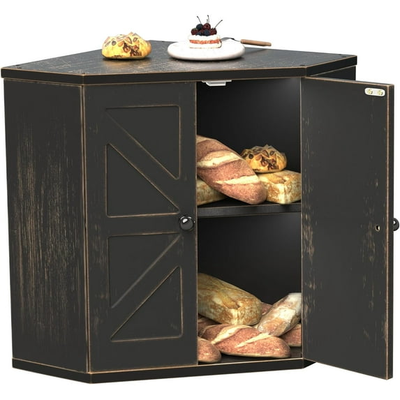 Corner Bread Box for Kitchen Countertop, Storage Container for Homemade ...
