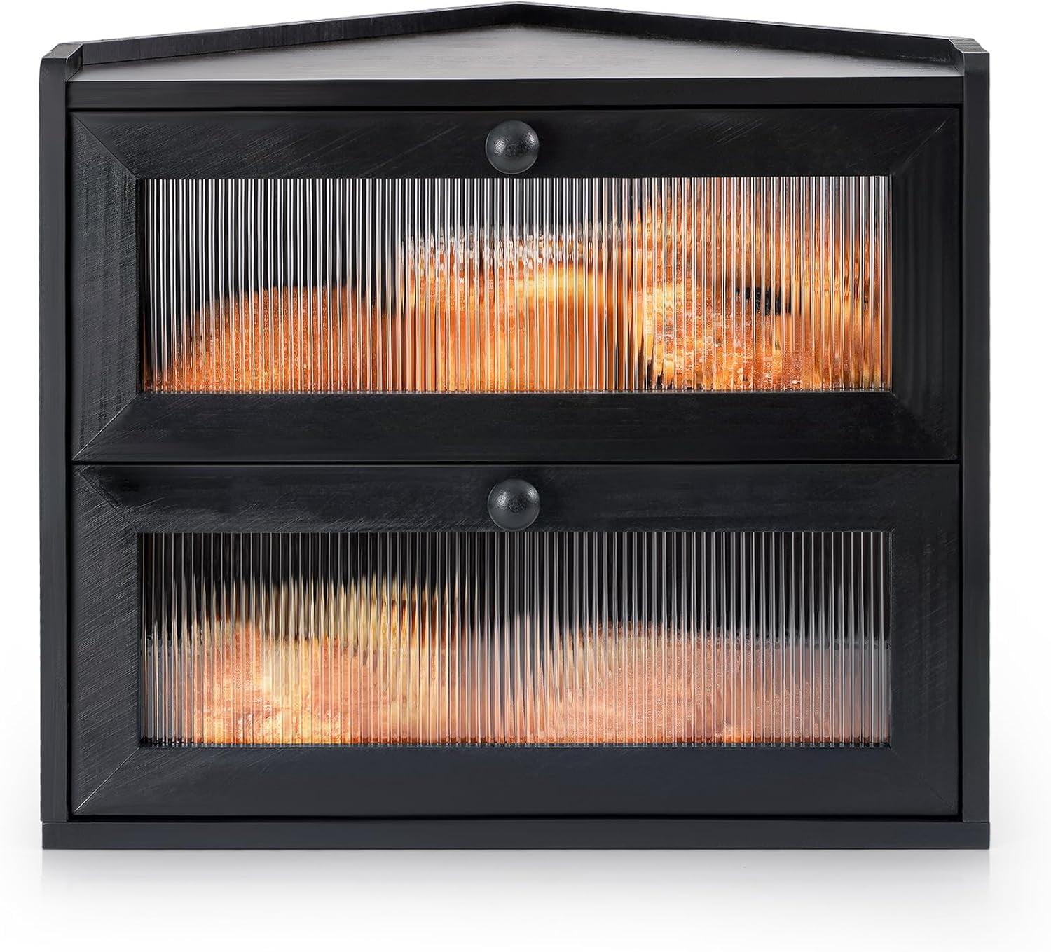 Corner Bread Box for Kitchen Wood Bread Storage Bin Extra Large ...