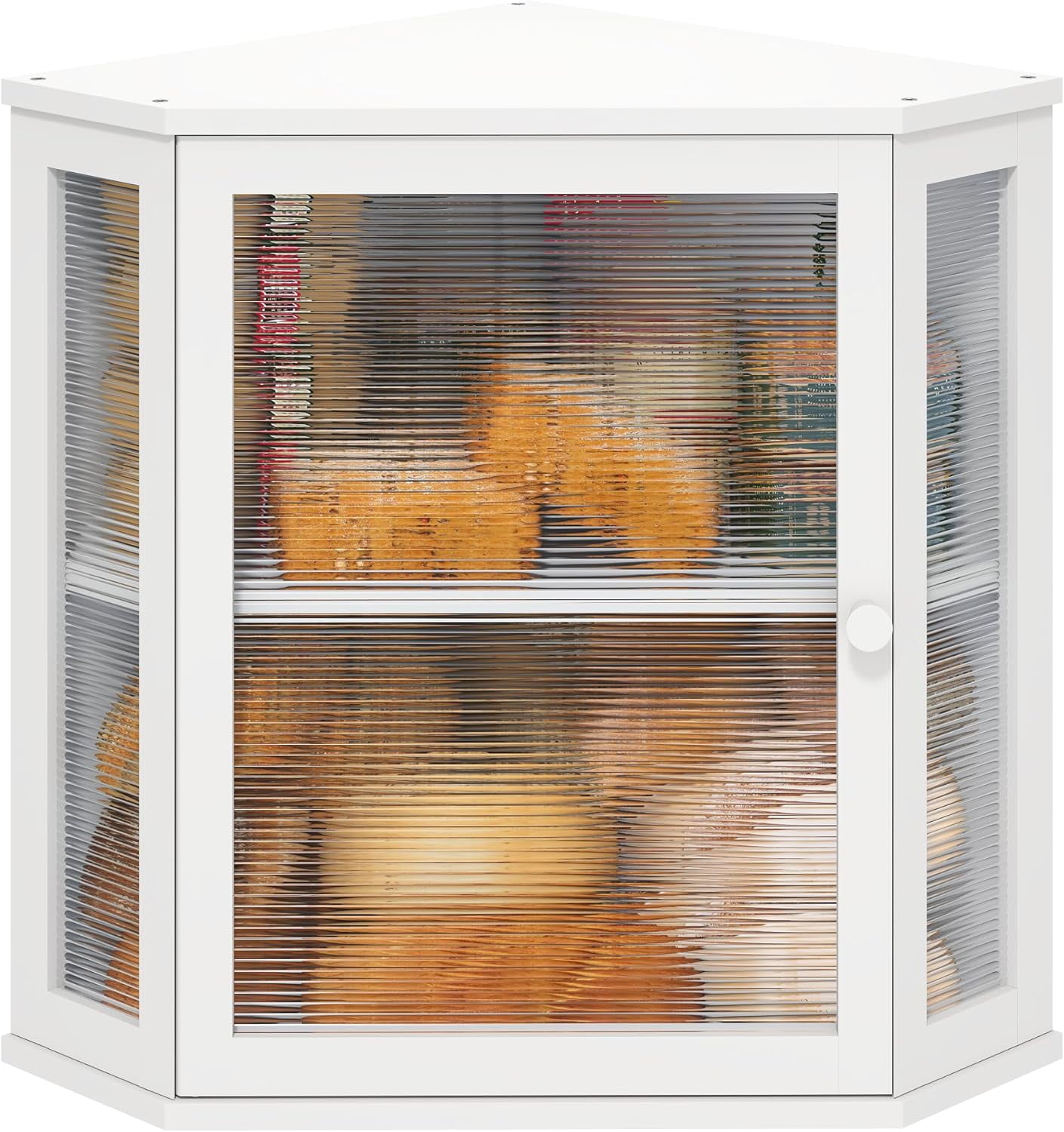 Corner Bread Box for Kitchen Counter, Bamboo Wood Large Capacity Bread ...