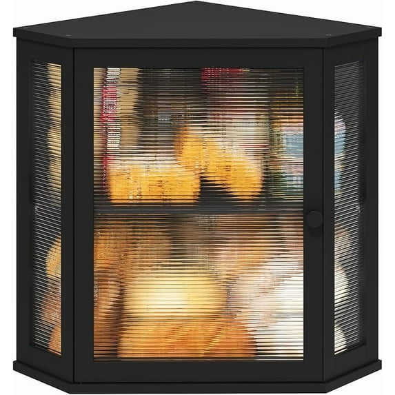 Corner Bread Box for Kitchen Counter, Bamboo Wood Large Capacity Bread ...