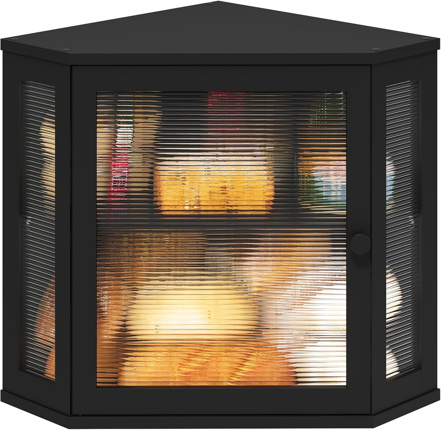 Corner Bread Box for Kitchen Counter, Black Bread Box, Large Capacity ...