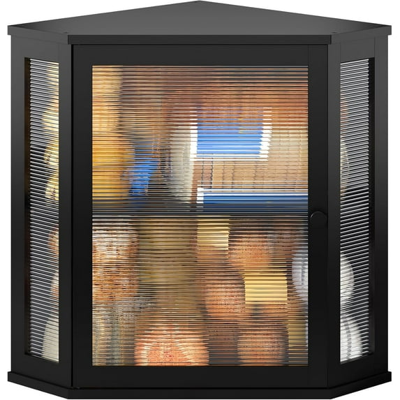 Corner Bread Box for Kitchen Countertop Double Layer Bamboo Wooden ...