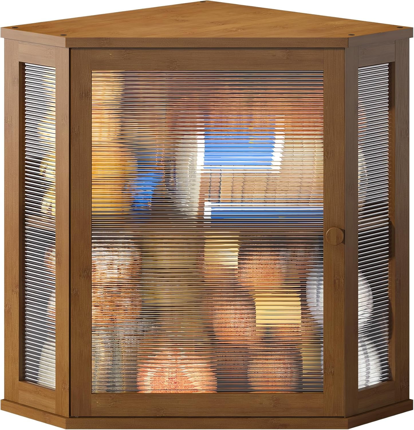 Corner Bread Box for Kitchen Countertop Double Layer Bamboo Wooden ...