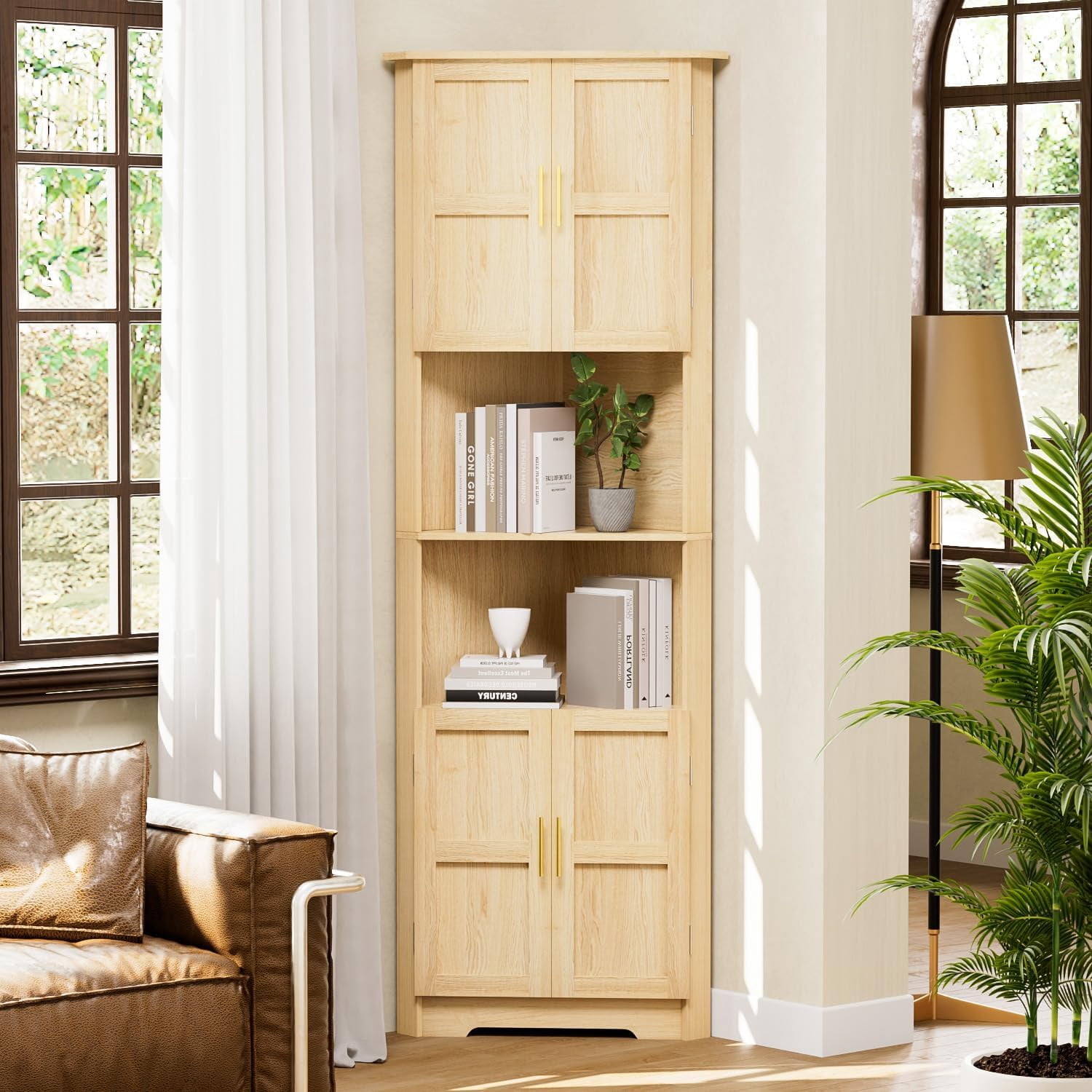 hltish Corner Cabinet 67'' Tall Corner Storage Cabinet with Adjustable ...