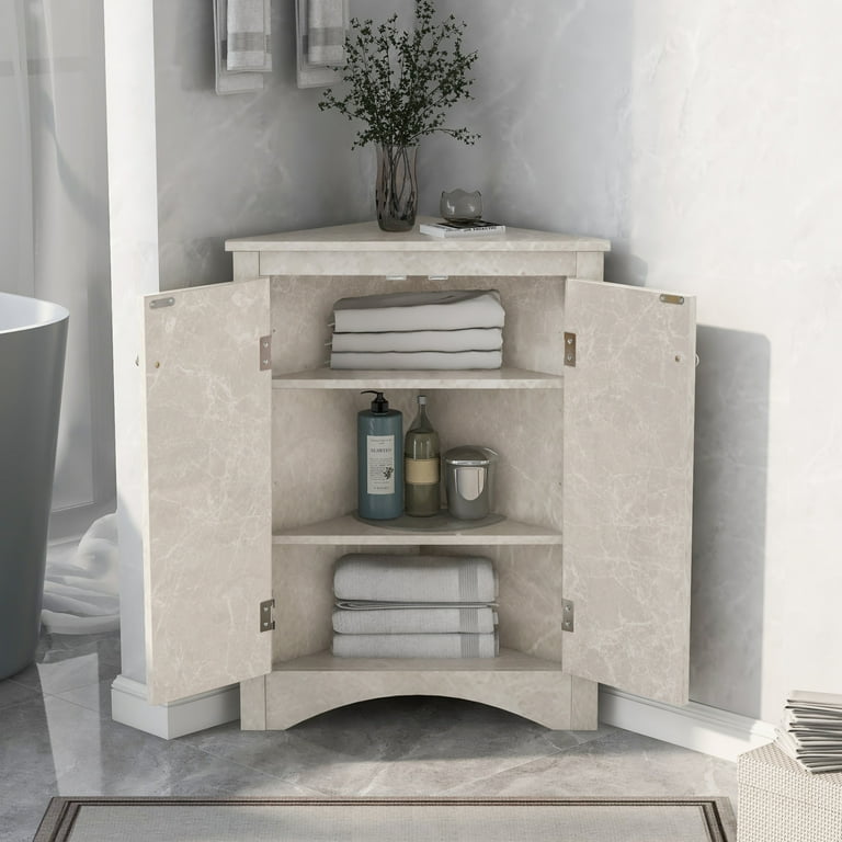 white marble corner unit