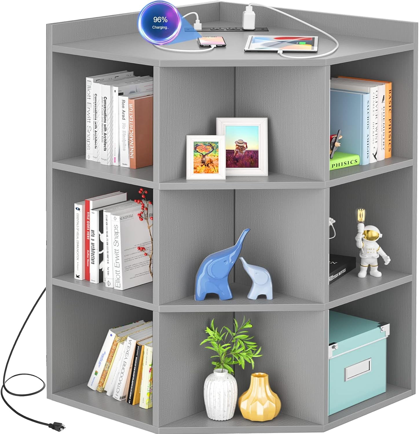 Corner Cabinet Black Corner Storage with Ports and Outlets Corner Cube ...