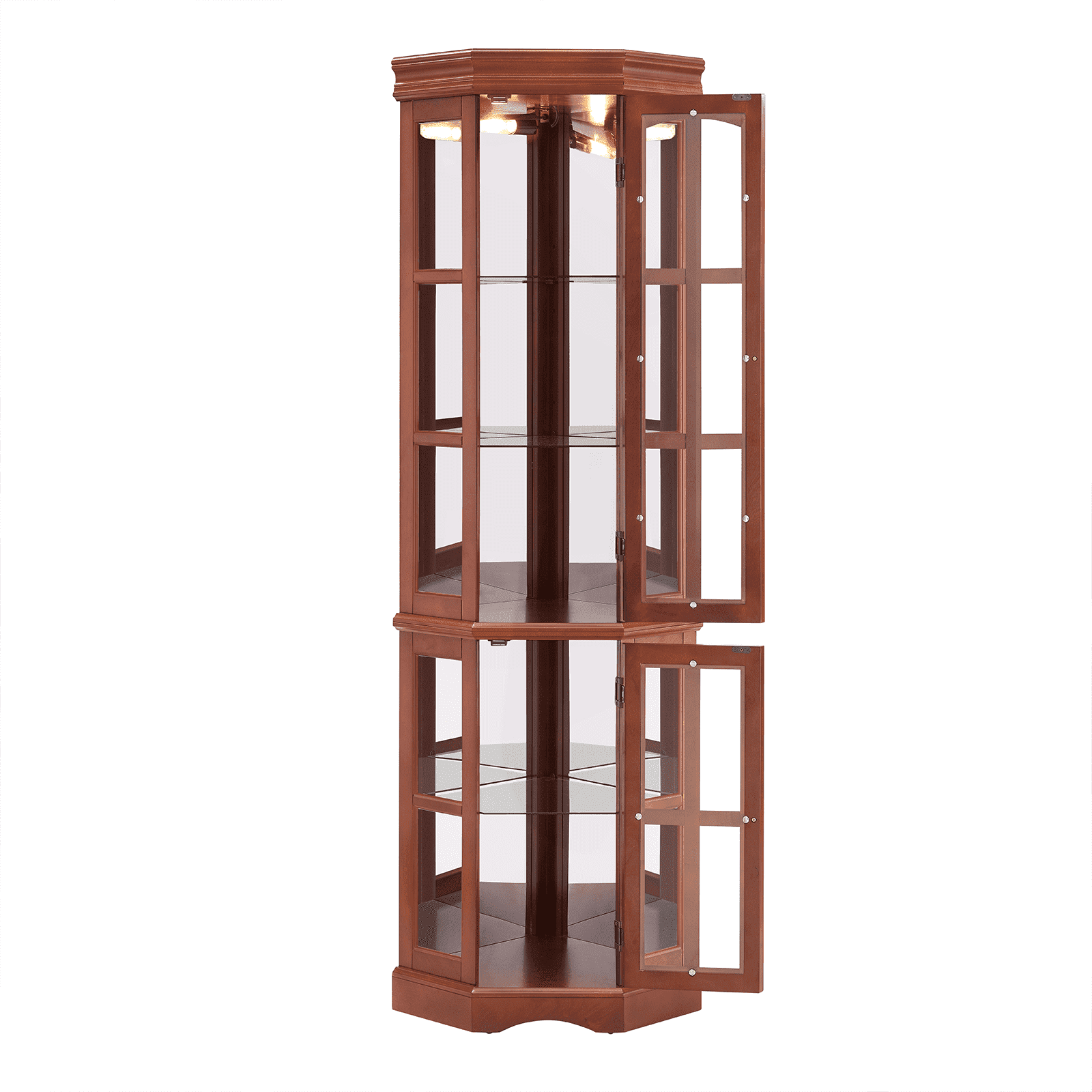 Corner Cabinet,Corner Glass Display Cabinet with 3 Adjustable Shelves ...