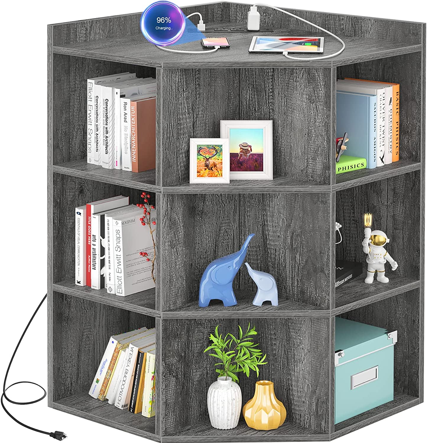 Corner Cabinet, Corner Storage with USB Ports and Outlets, Corner Cube ...