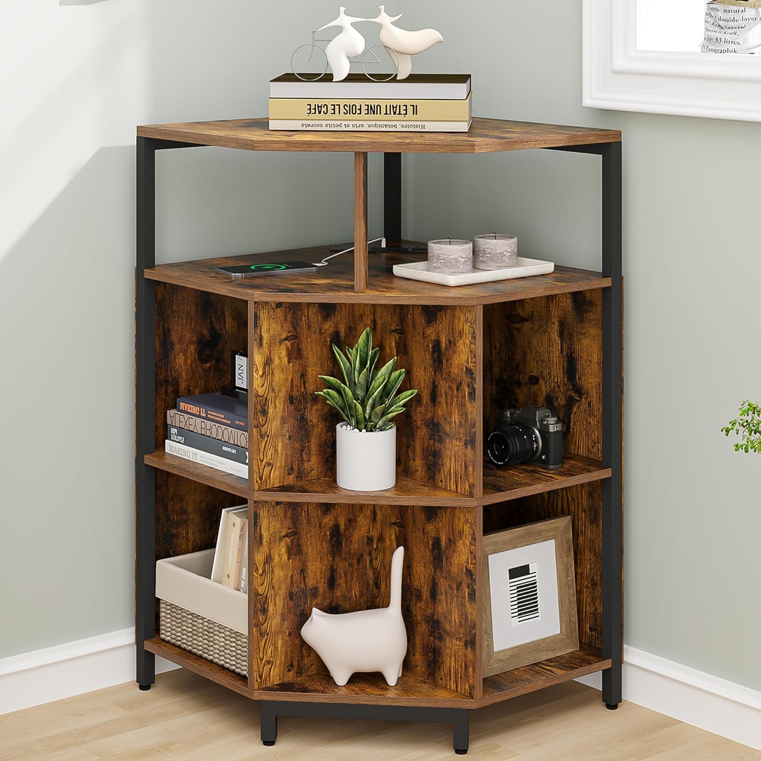 Corner Cabinet, Corner Cube Storage, Cube Corner Bookshelf with ...