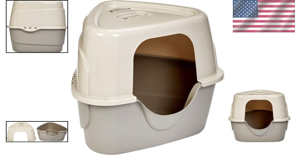 Corner Cat Litter Box - Efficient Odor Control, Triangle Style ...
