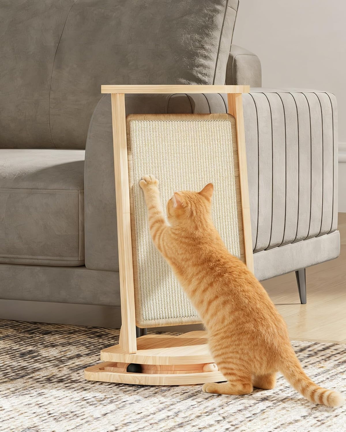 Corner Cat Scratcher with Track Balls, 23.2'' Vertical Sisal Scratcher ...