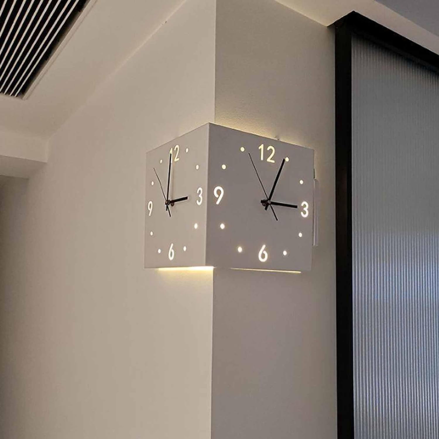 Corner Clock, Double Sided Corne Wall Clock, Double Sided Corner Wall ...