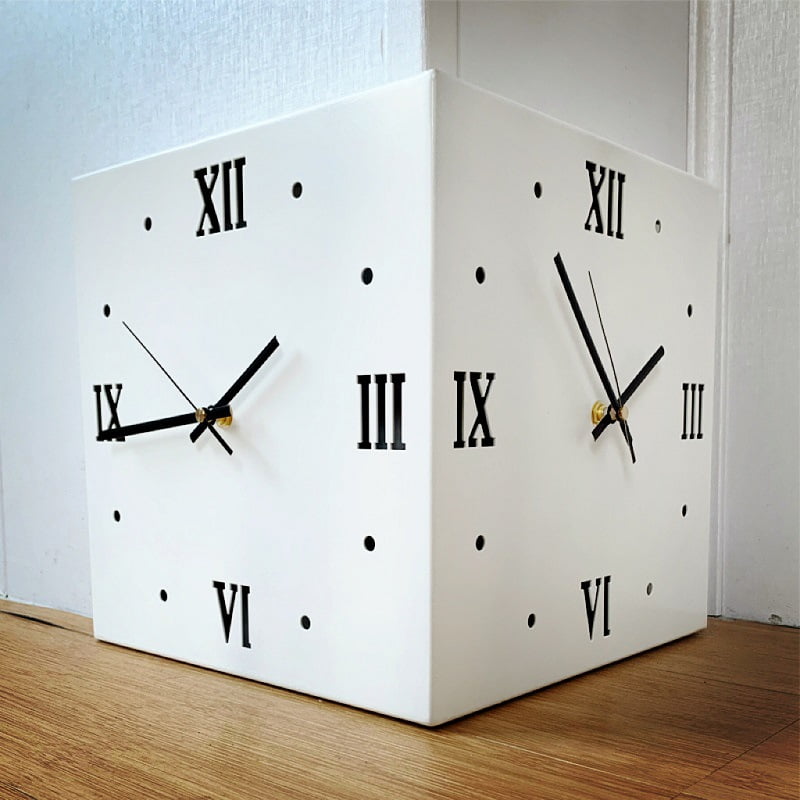 Corner Clock Double-Sided Wall Clock Living Room Creative Simple Modern ...