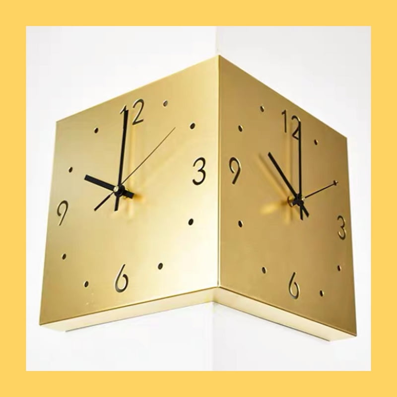 Corner Clock Double-Sided Wall Clock Living Room Creative Simple Modern ...
