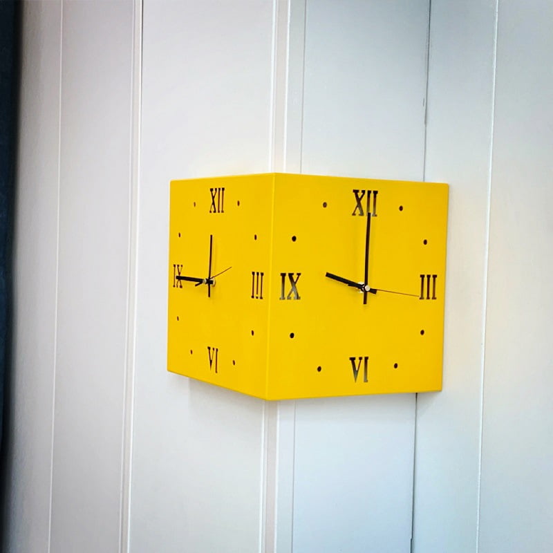 Corner Clock Double-Sided Wall Clock Living Room Creative Simple Modern ...